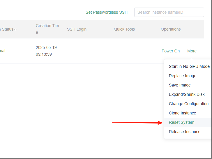 Reset System - Cloud Eye Intelligent Computing Cloud